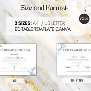 Editable Baptism Certificate Template | Custom Baby Baptism ...