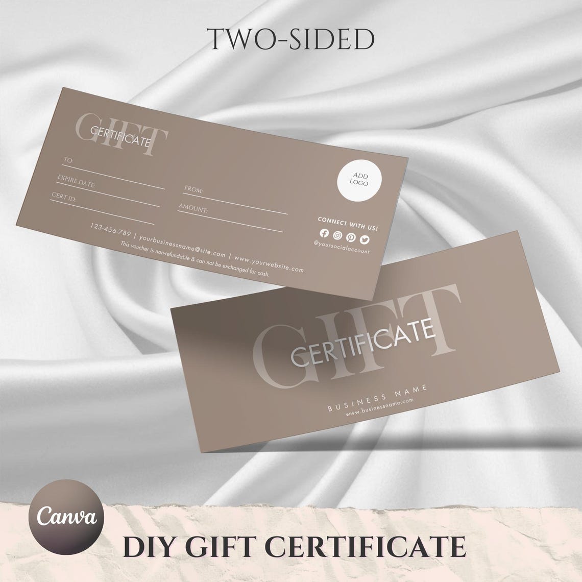 Editable Gift Voucher Template, Add Logo (canva) - Etsy