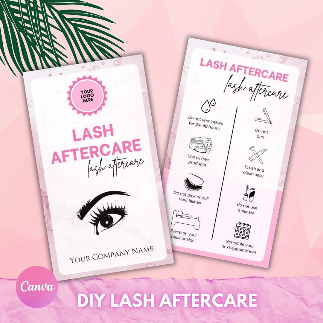 Lash Aftercare Card Template, Eyelash Extension Instructions (canva ...
