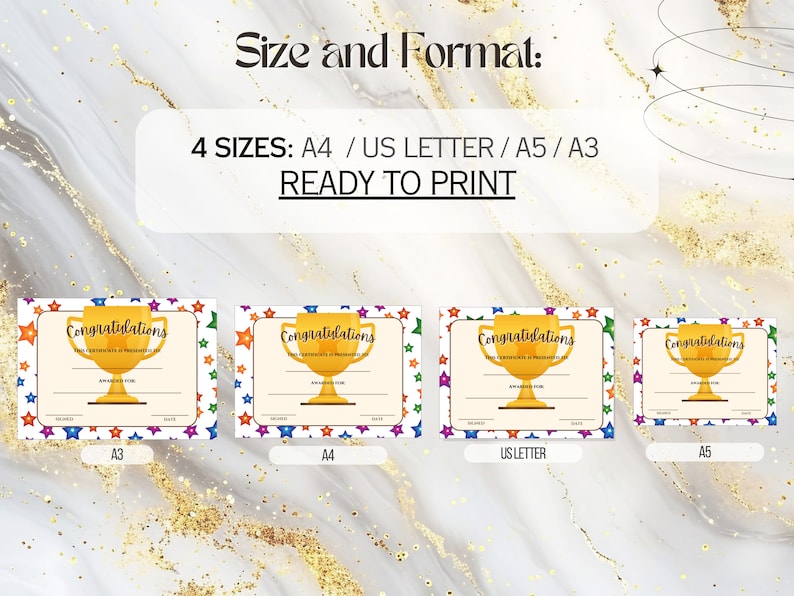 Kids Congratulations Certificate – Printable Achievement Award (digital ...