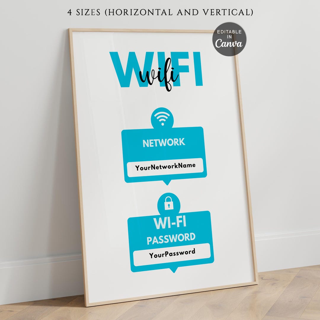 Wifi Sign, Wifi Password Sign, Printable Wifi Sign, Editable, Instant ...