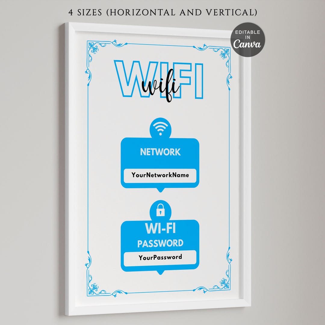 Wifi Sign, Wifi Password Sign, Printable Wifi Sign, Editable, Instant ...