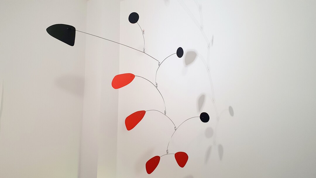 Mid-century Mobile. Organic Aluminium Shapes in Red and Black. Elevate ...