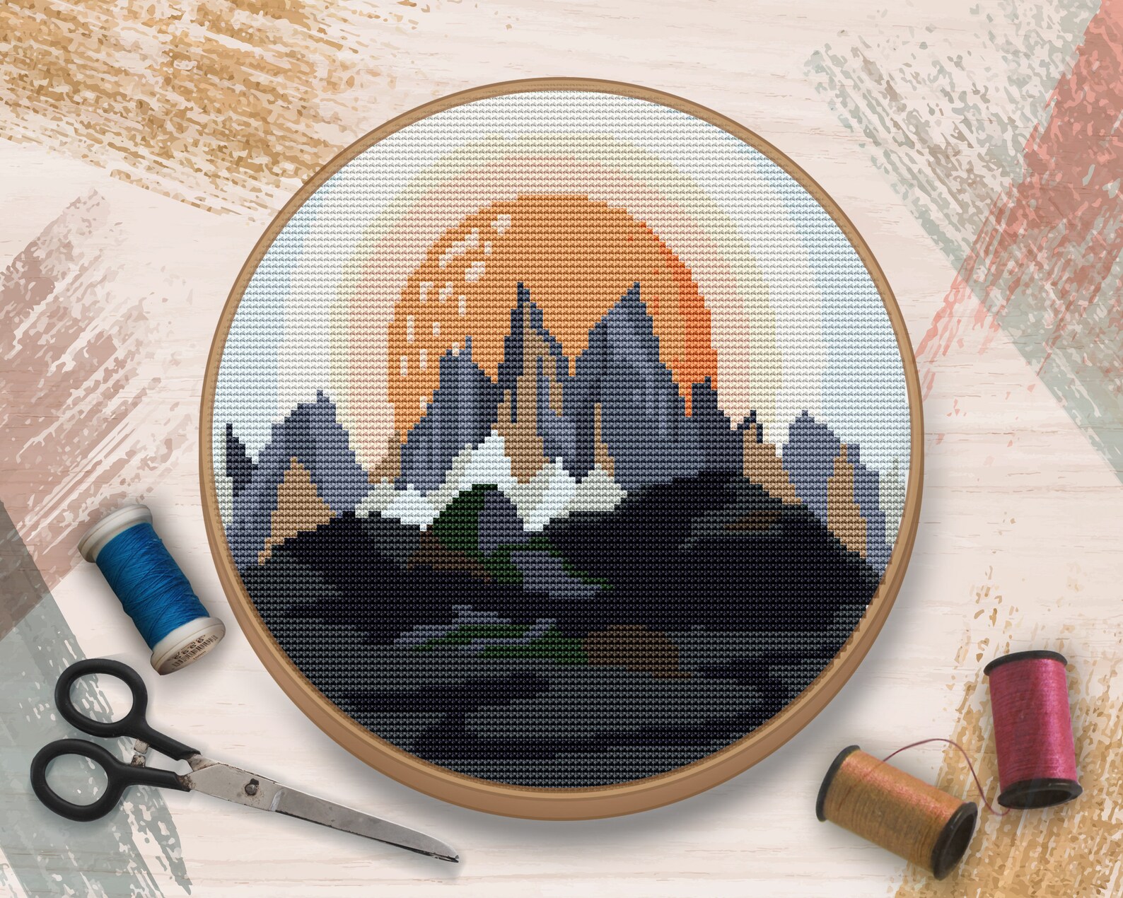 Mountains Cross Stitch Pattern Landscape Cross Stitch Nature - Etsy