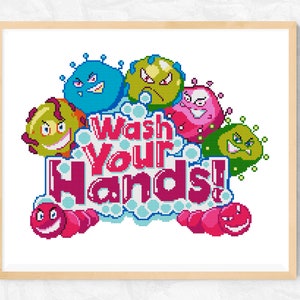 Wash Your Hands Cross Stitch Pattern, Quarantine Cross Stitch Pattern ...