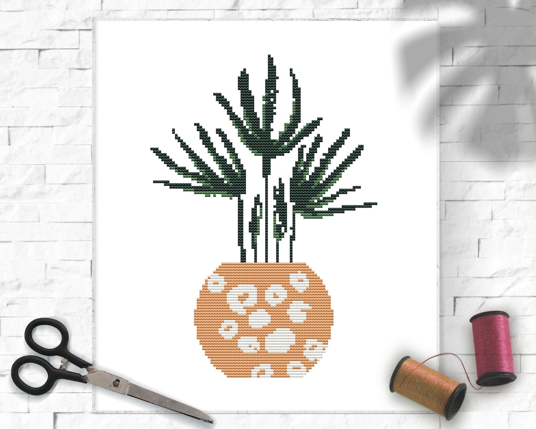 Plant Cross Stitch Pattern, Modern Cross Stitch, Botanical Cross Stitch ...