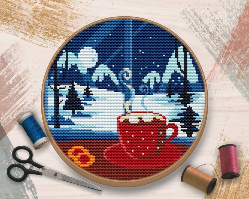 Winter Cross Stitch Pattern Winter Scene Cross Stitch - Etsy
