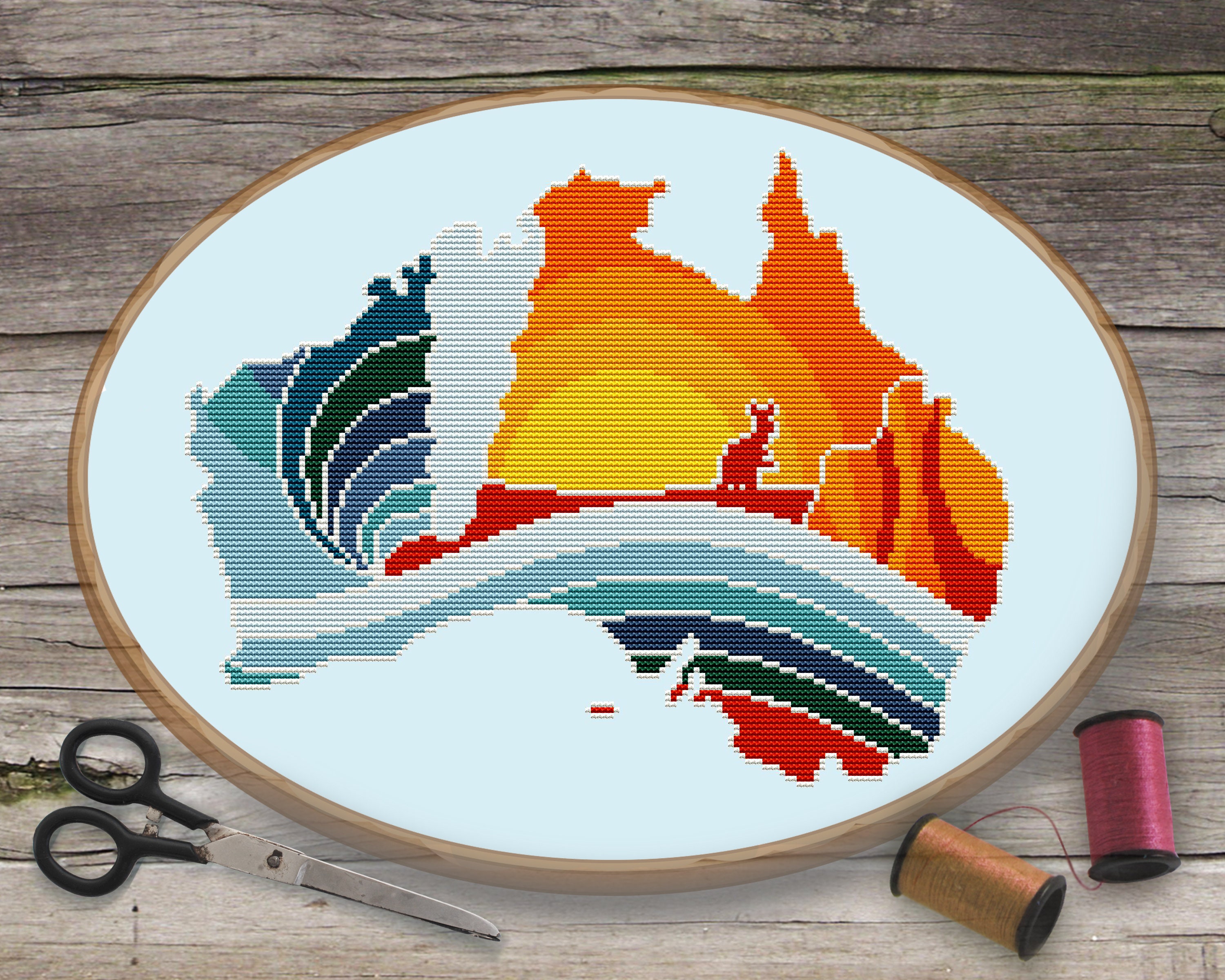 Australia Cross Stitch Pattern Australia Map Cross Stitch - Etsy