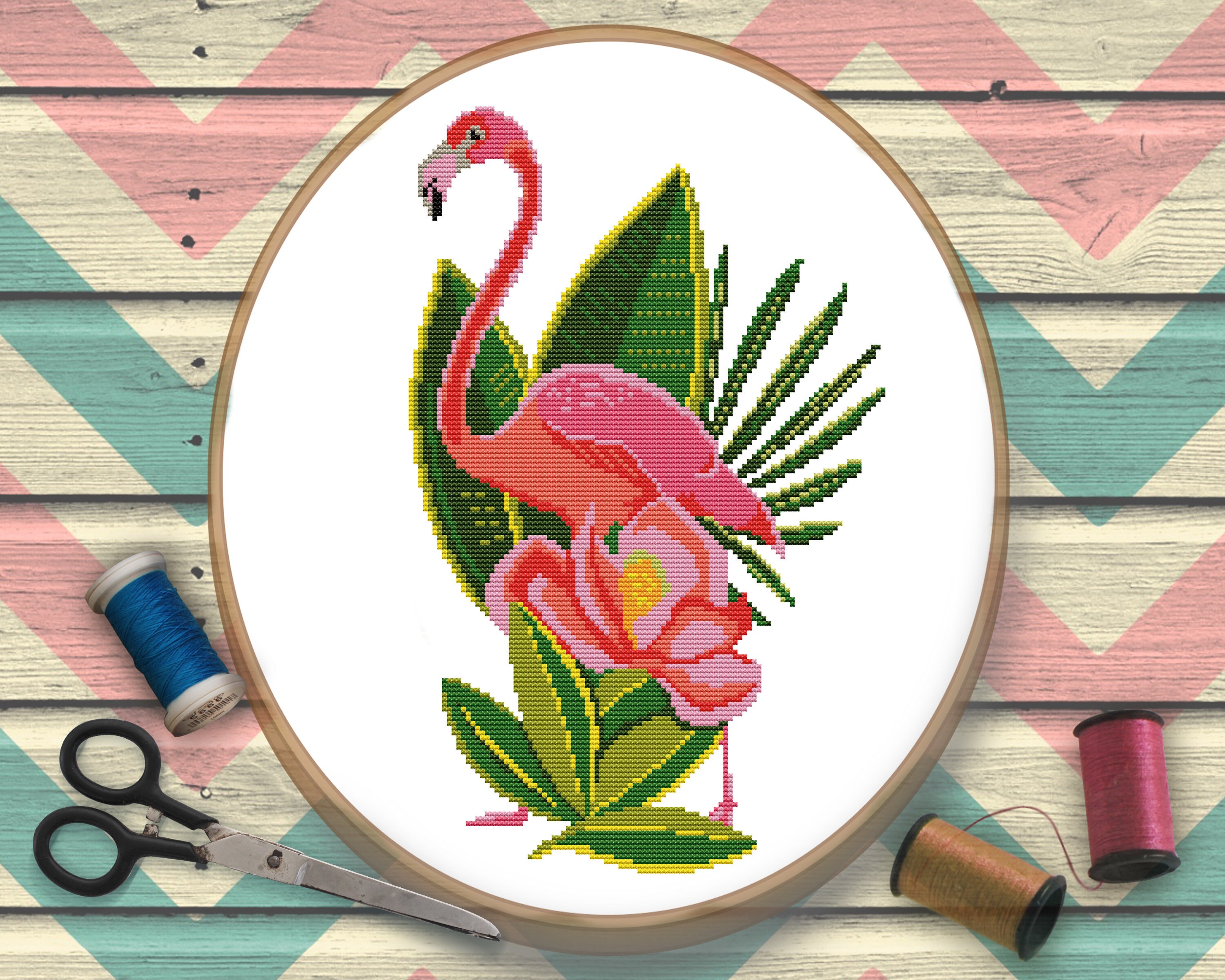 Flamingo Cross Stitch Pattern Bird Cross Stitch Pattern | Etsy