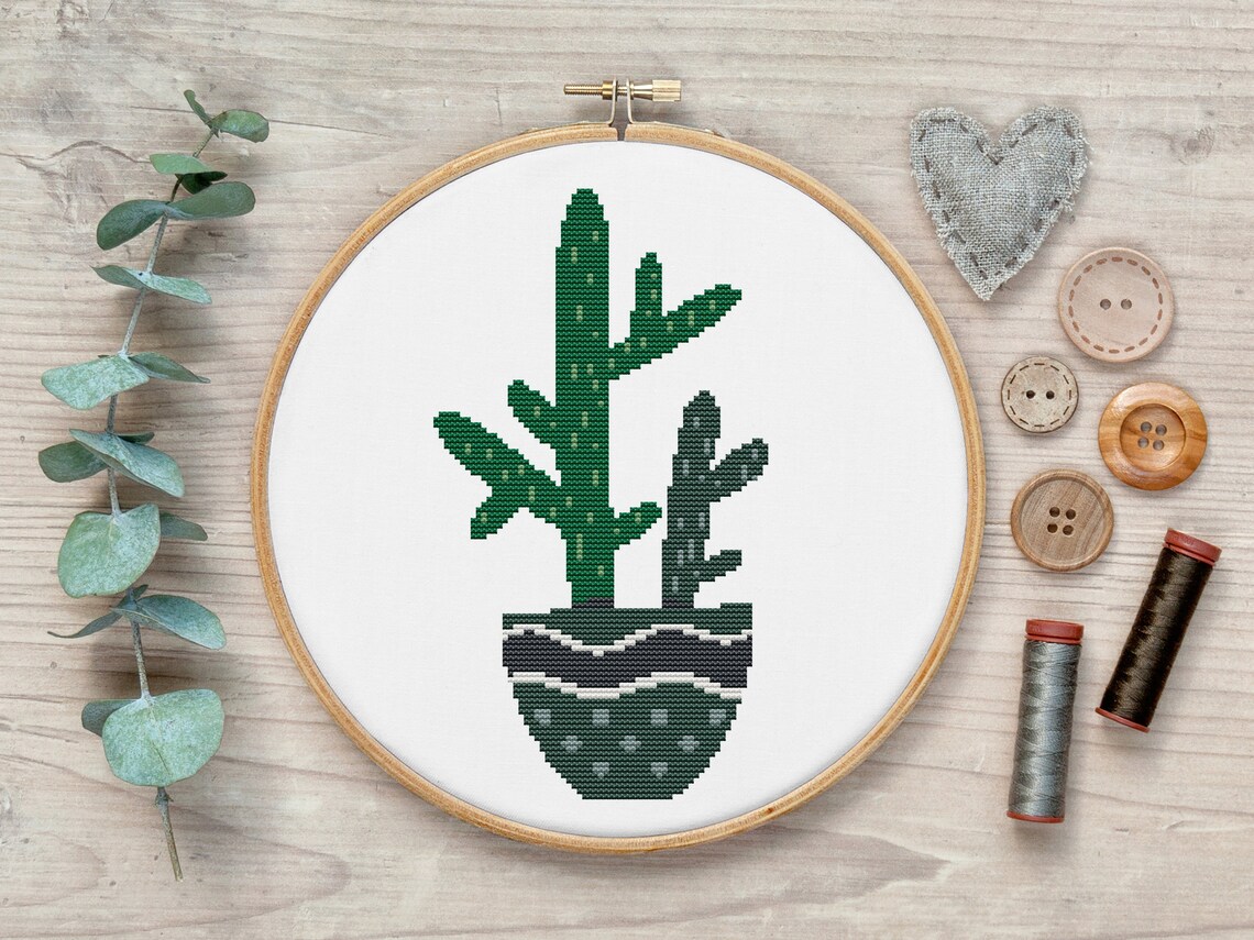 Cactus Cross Stitch Pattern Botanical Cross Stitch Pattern | Etsy