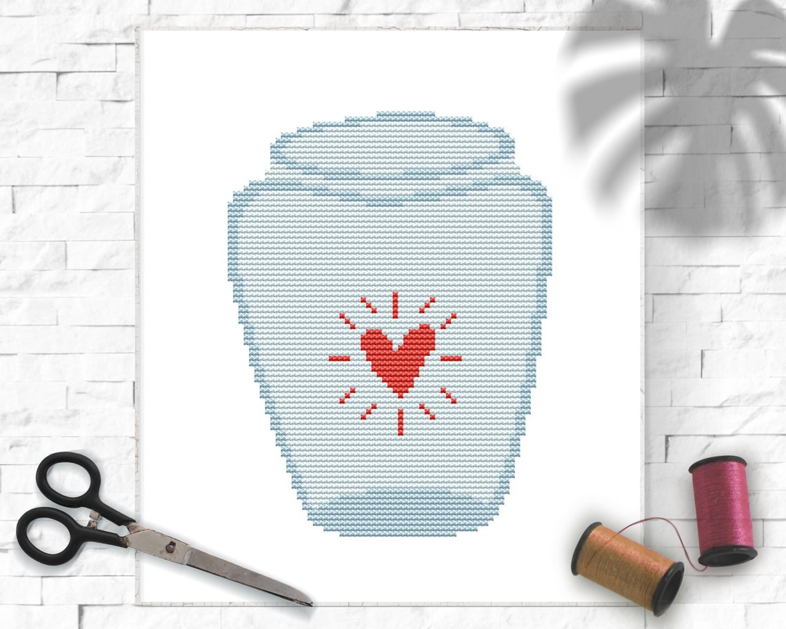 Heart Cross Stitch Pattern Heart Cute Cross Stitch Love | Etsy