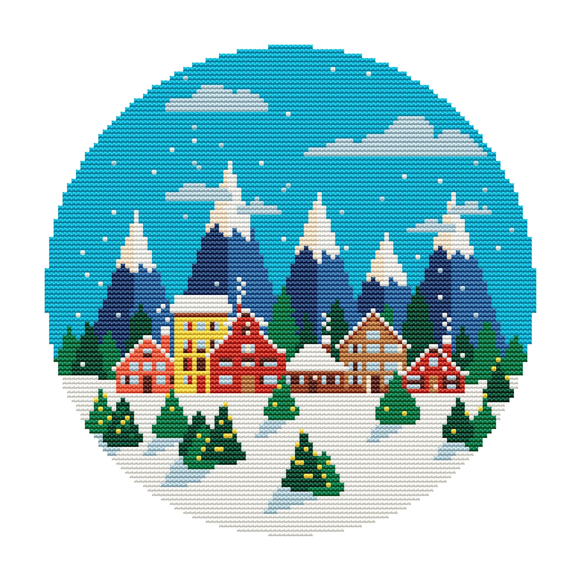Winter Scene Cross Stitch Pattern Winter Cross Stitch - Etsy España