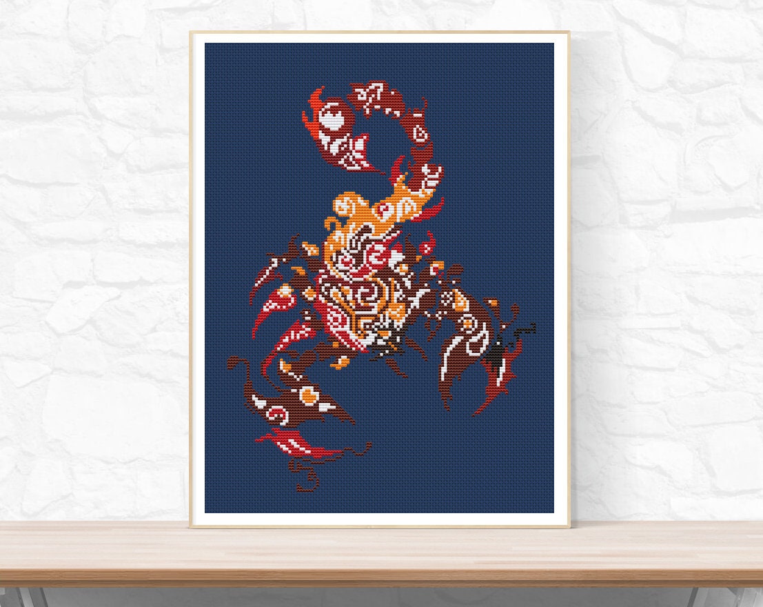 Scorpio Cross Stitch Pattern, Horoscope Sign Cross Stitch Pattern ...