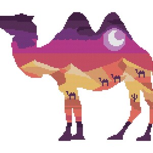 Camel Cross Stitch Pattern, Desert Cross Stitch Pattern, Landscape ...
