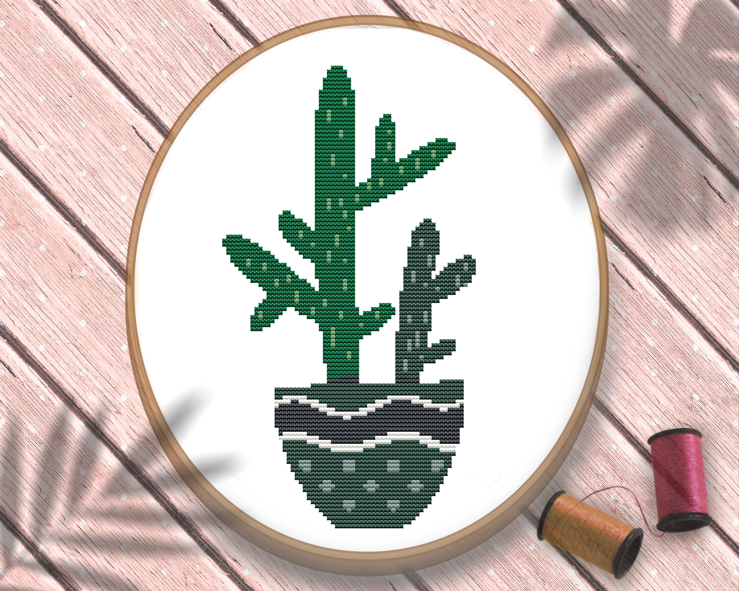 Cactus Cross Stitch Pattern, Botanical Cross Stitch Pattern, Boho Cross ...
