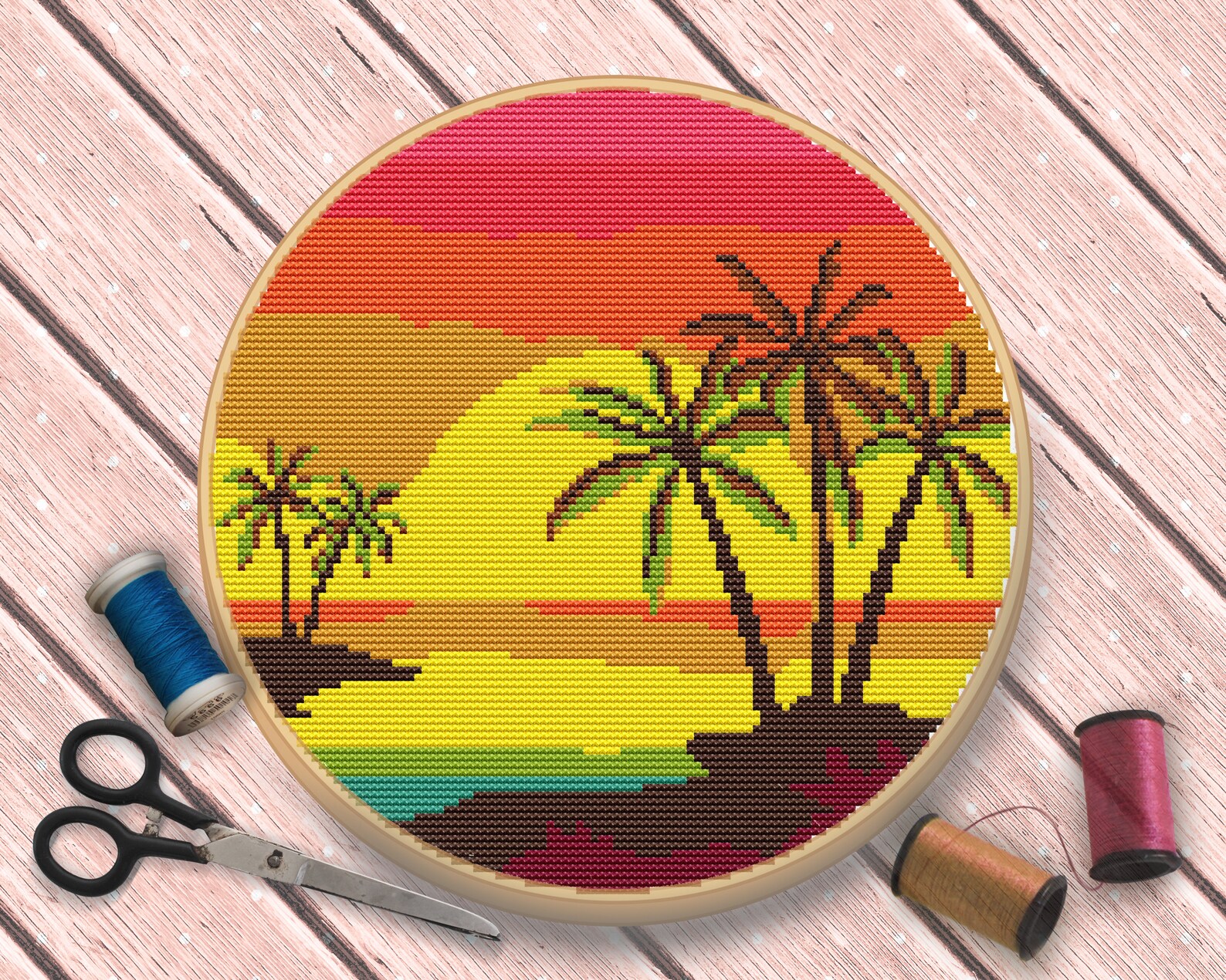 Beach Cross Stitch Pattern Nature Cross Stitch Ocean Cross - Etsy