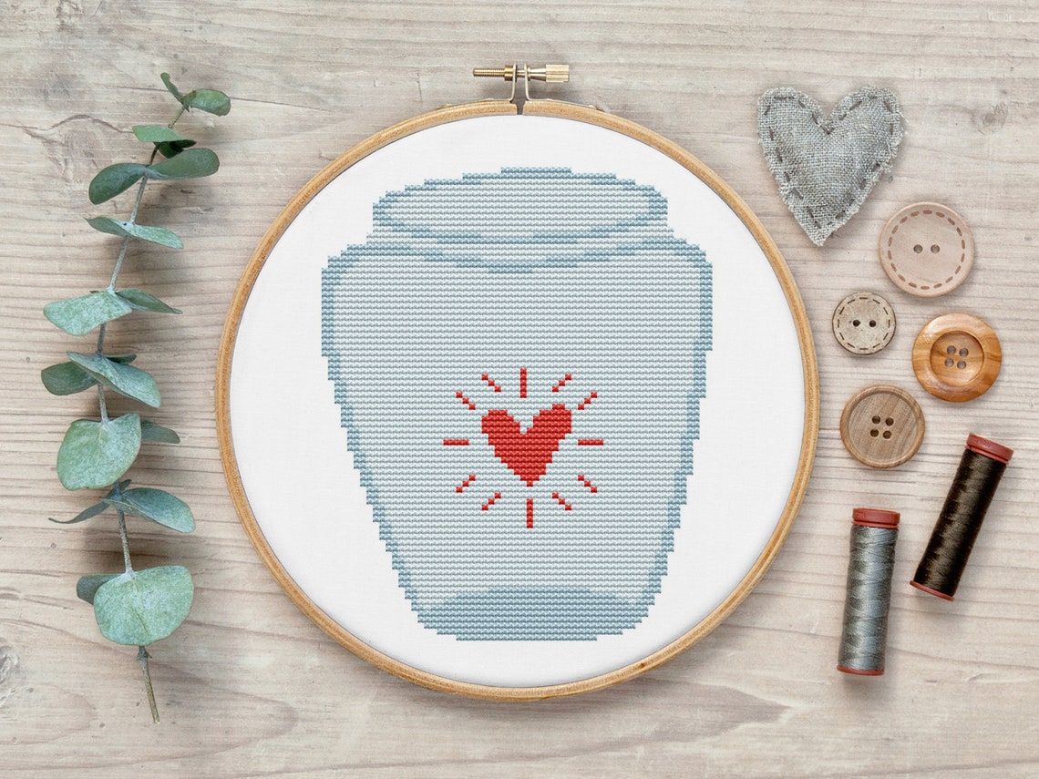 Heart Cross Stitch Pattern Heart Cute Cross Stitch Love | Etsy