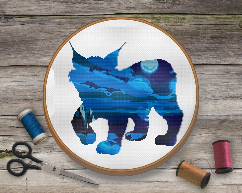 Lynx Cross Stitch Pattern Landscape Cross Stitch Cat Cross - Etsy