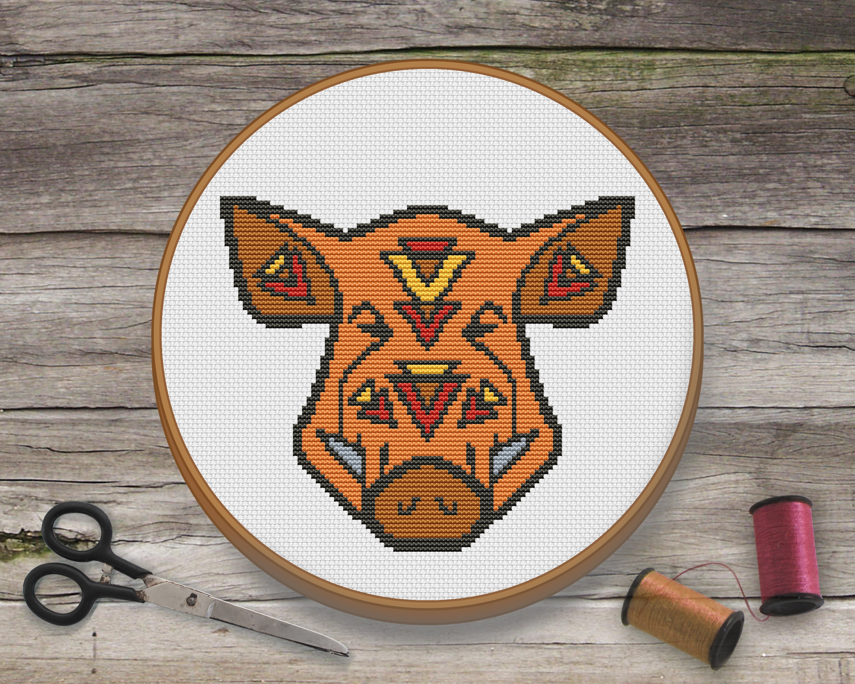 Wild Hog Cross Stitch Pattern. Modern Easy Cross Stitch Pattern. Boho ...