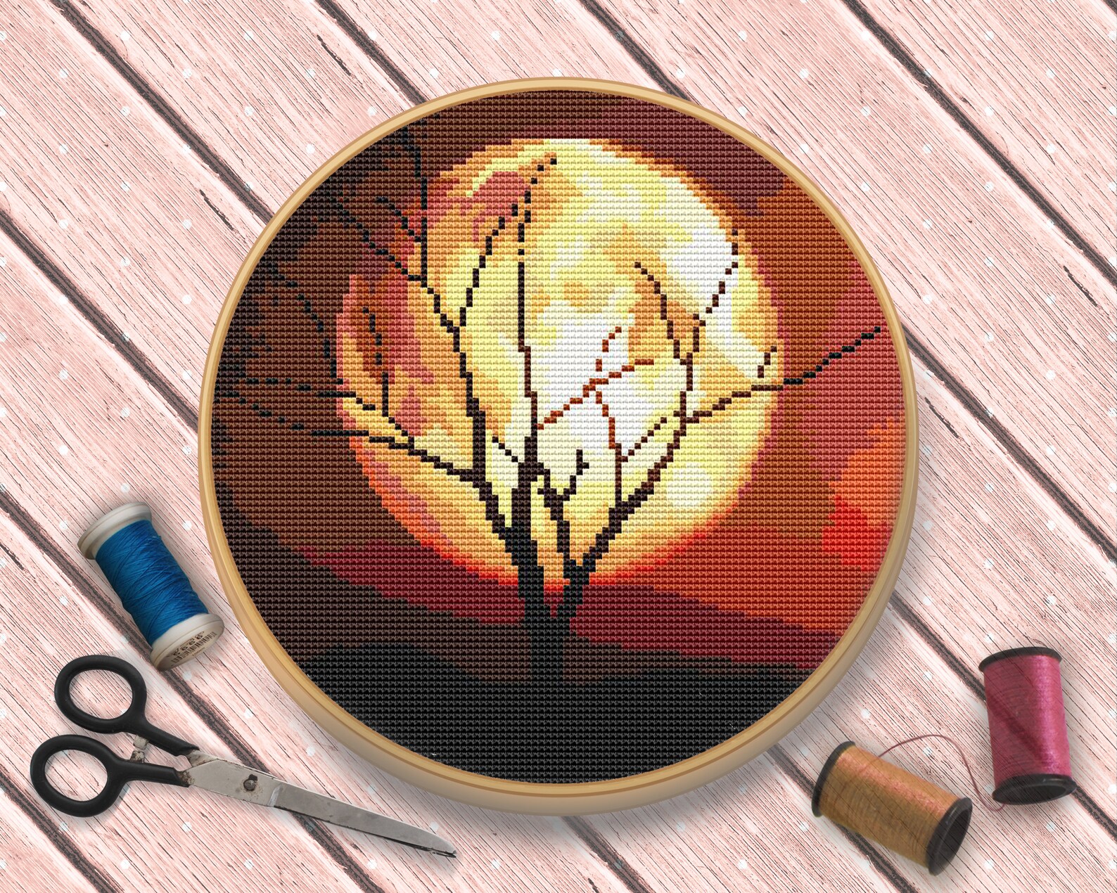 Sunset Cross Stitch Pattern Landscape Cross Stitch Pattern - Etsy