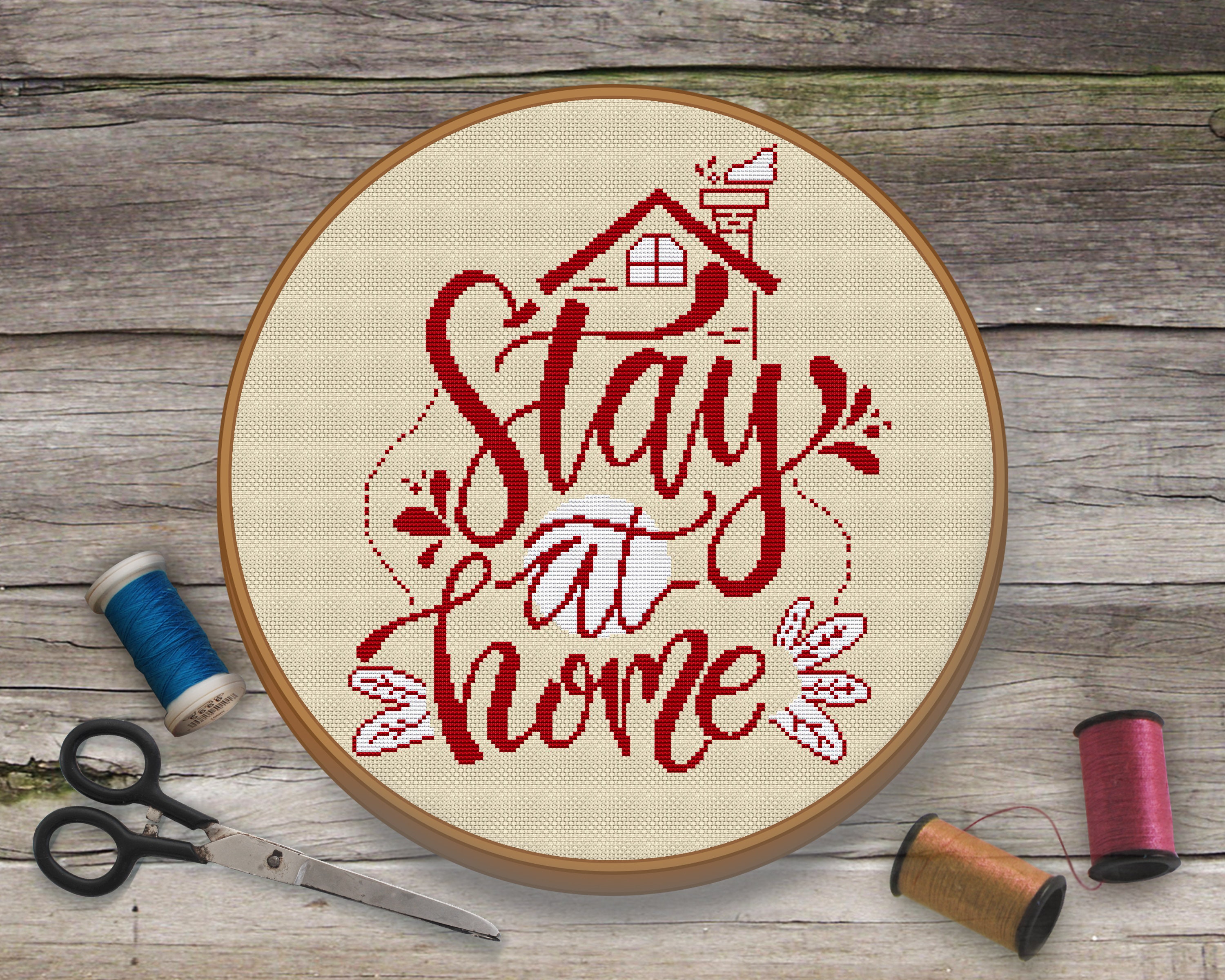 Stay at Home Cross Stitch Pattern Corona Cross Stitch - Etsy