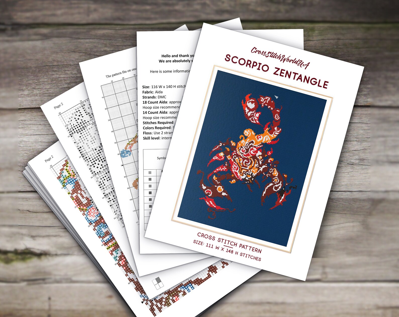 Scorpio Cross Stitch Pattern, Horoscope Sign Cross Stitch Pattern ...