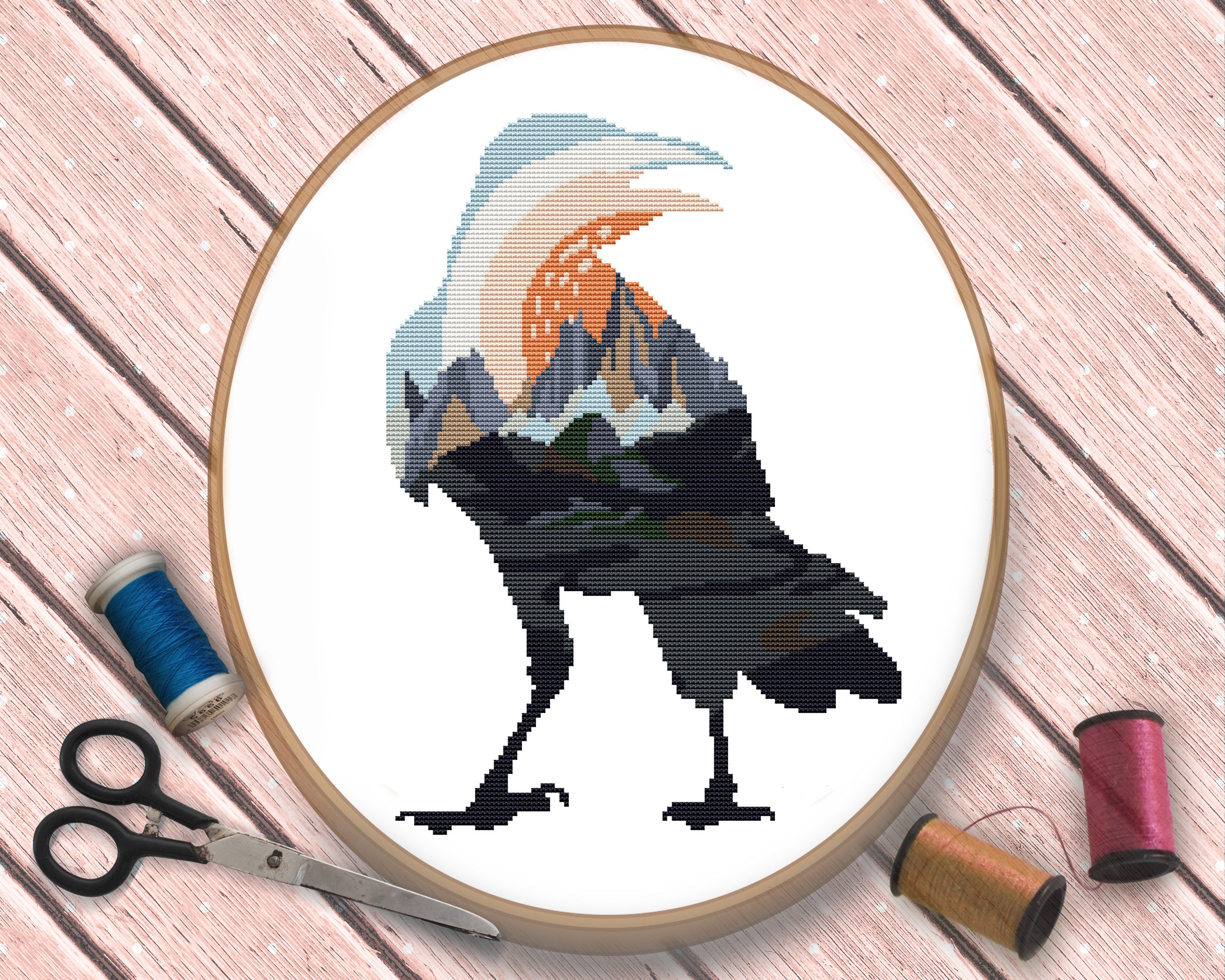 Crow Cross Stitch Pattern Raven Cross Stitch Pattern - Etsy