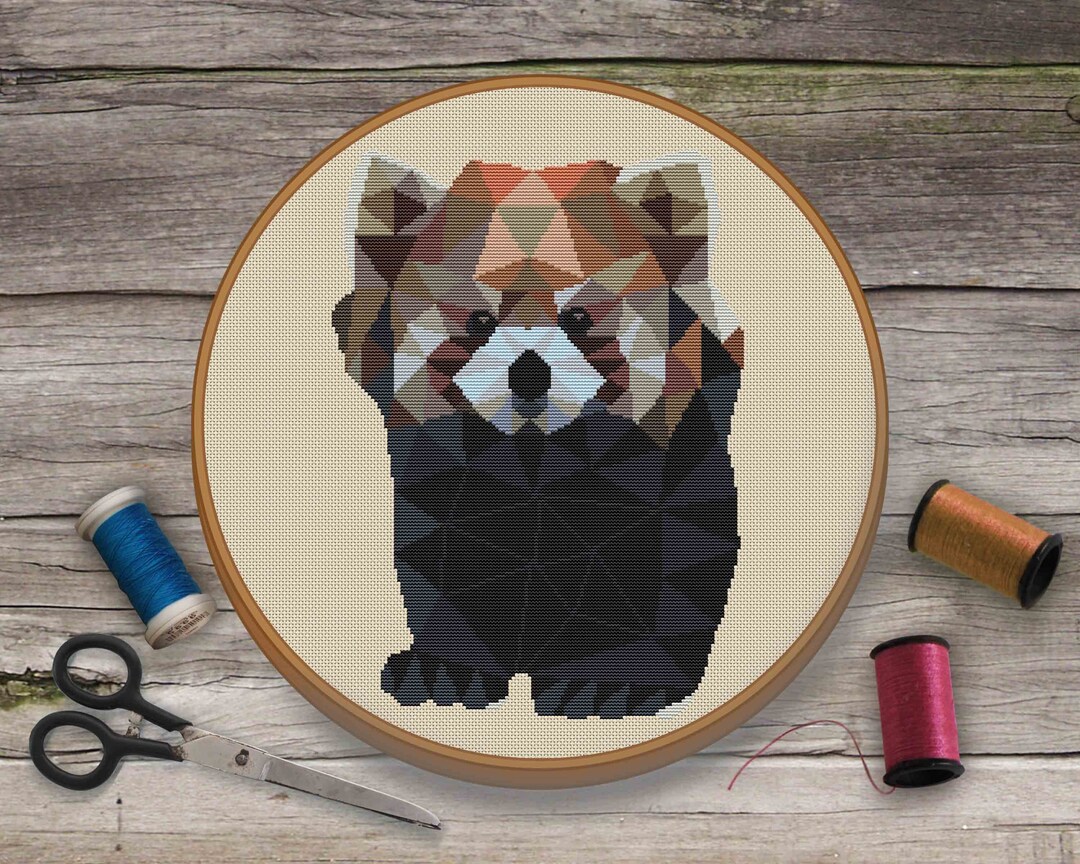 Red Panda Cross Stitch Pattern / Panda Ornament / Modern Geometric ...