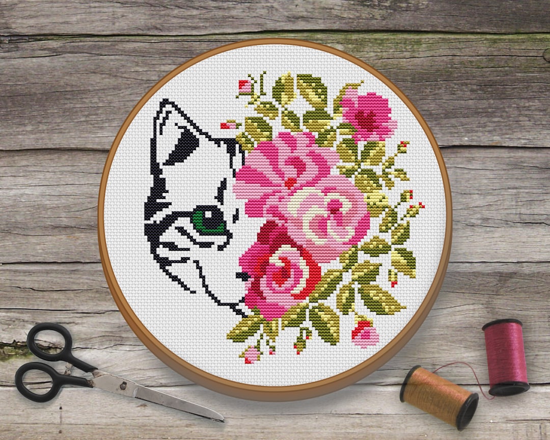 Cat Cross Stitch Pattern. Modern Cross Stitch Pattern. Cat Embroidery ...