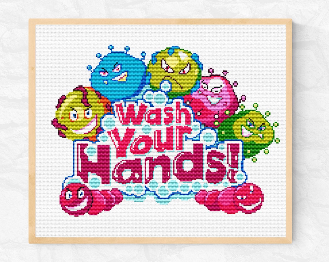 Wash Your Hands Cross Stitch Pattern, Quarantine Cross Stitch Pattern ...