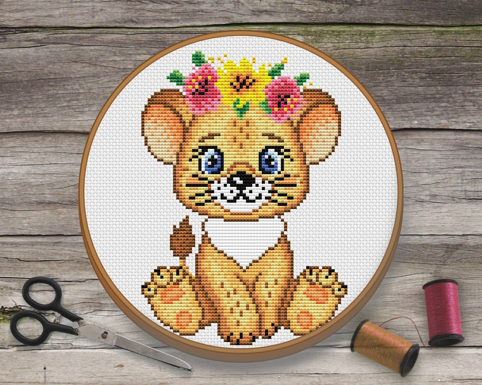 Lion Baby Cross Stitch Pattern. Nursery Cross Stitch Pattern PDF. Baby ...