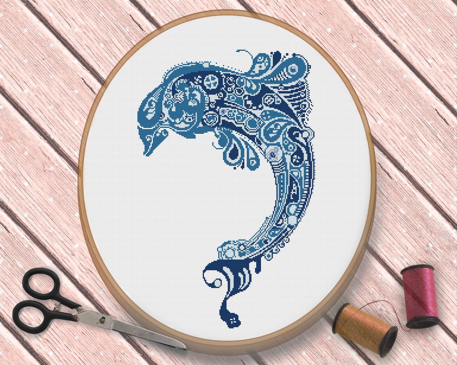 Fish Cross Stitch Pattern. Modern Cross Stitch Pattern. Fish Embroidery ...