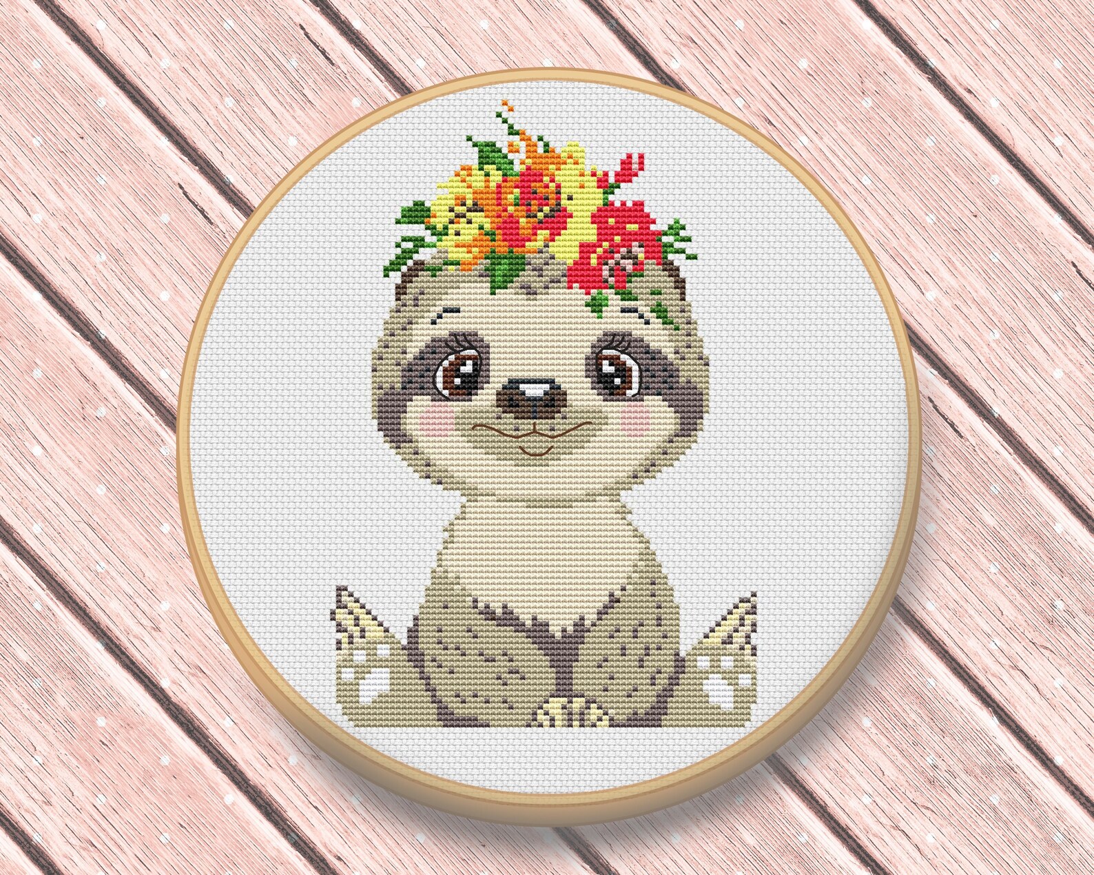 Sloth Baby Cross Stitch Pattern. Nursery Cross Stitch Pattern PDF. Baby ...