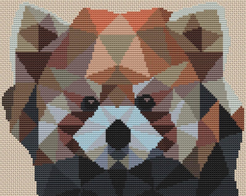 Red Panda Cross Stitch Pattern / Panda Ornament / Modern - Etsy