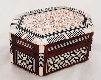 Vintage Hand Made Hexagonal Moroccan Marquetry Trinket Box - Etsy