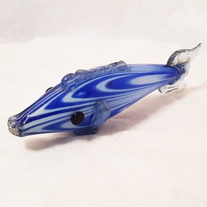 Vintage 1970s Royal Blue and Light Blue Glass Murano Style Ornamental ...