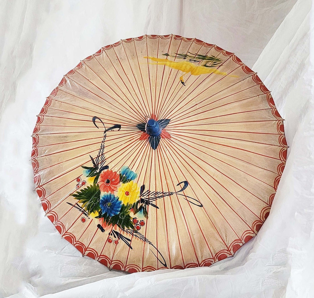 Large Vintage Japanese Oil Paper Parasol/umbrella, Beautiful Hand ...