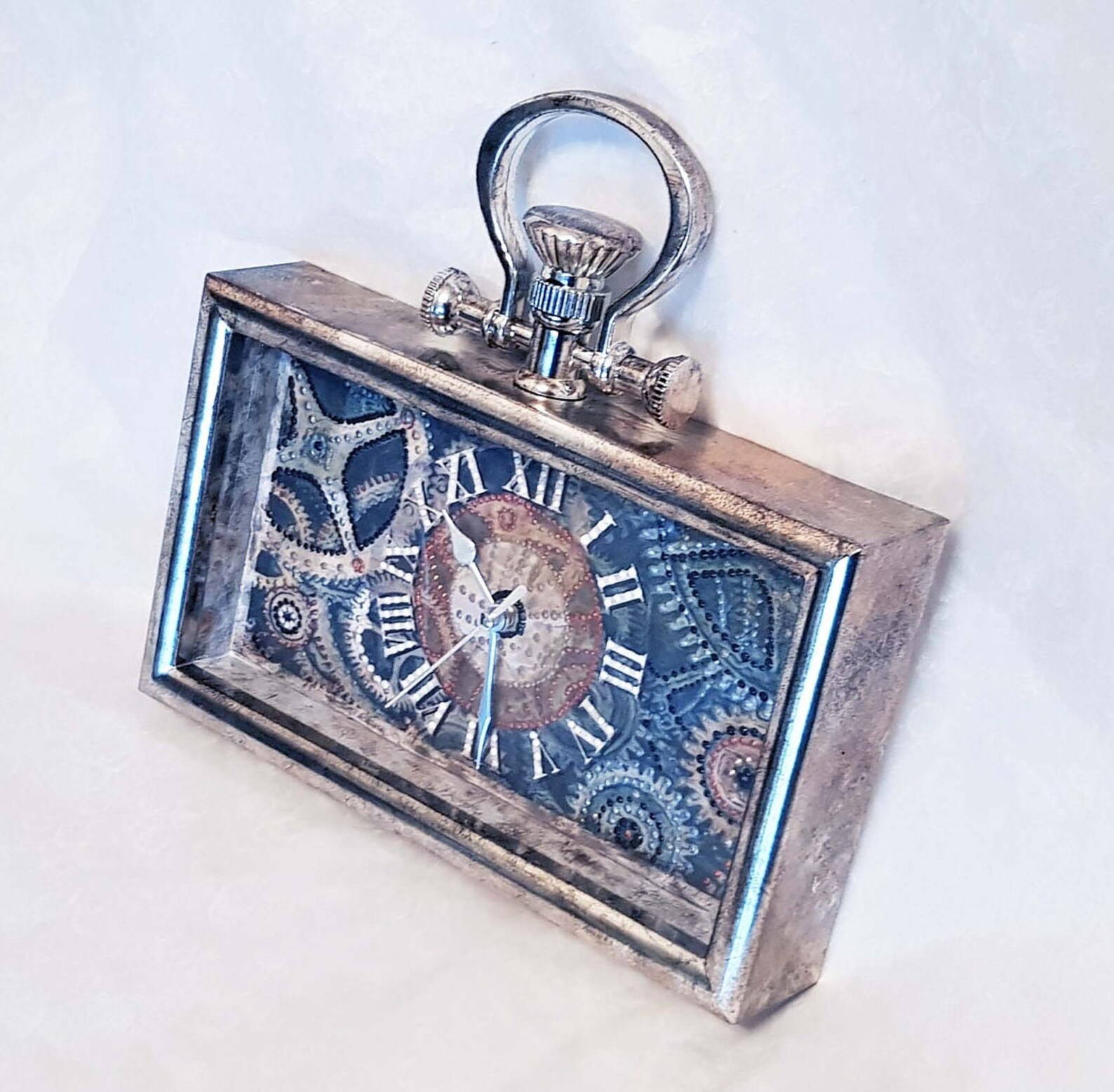Steampunk Desk Clock, Industrial Gear Art, Vintage Style Table Clock ...