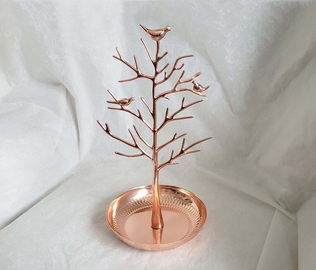 Vintage Style Rose Gold Metal Jewellery Stand, Beautiful Tree Design ...