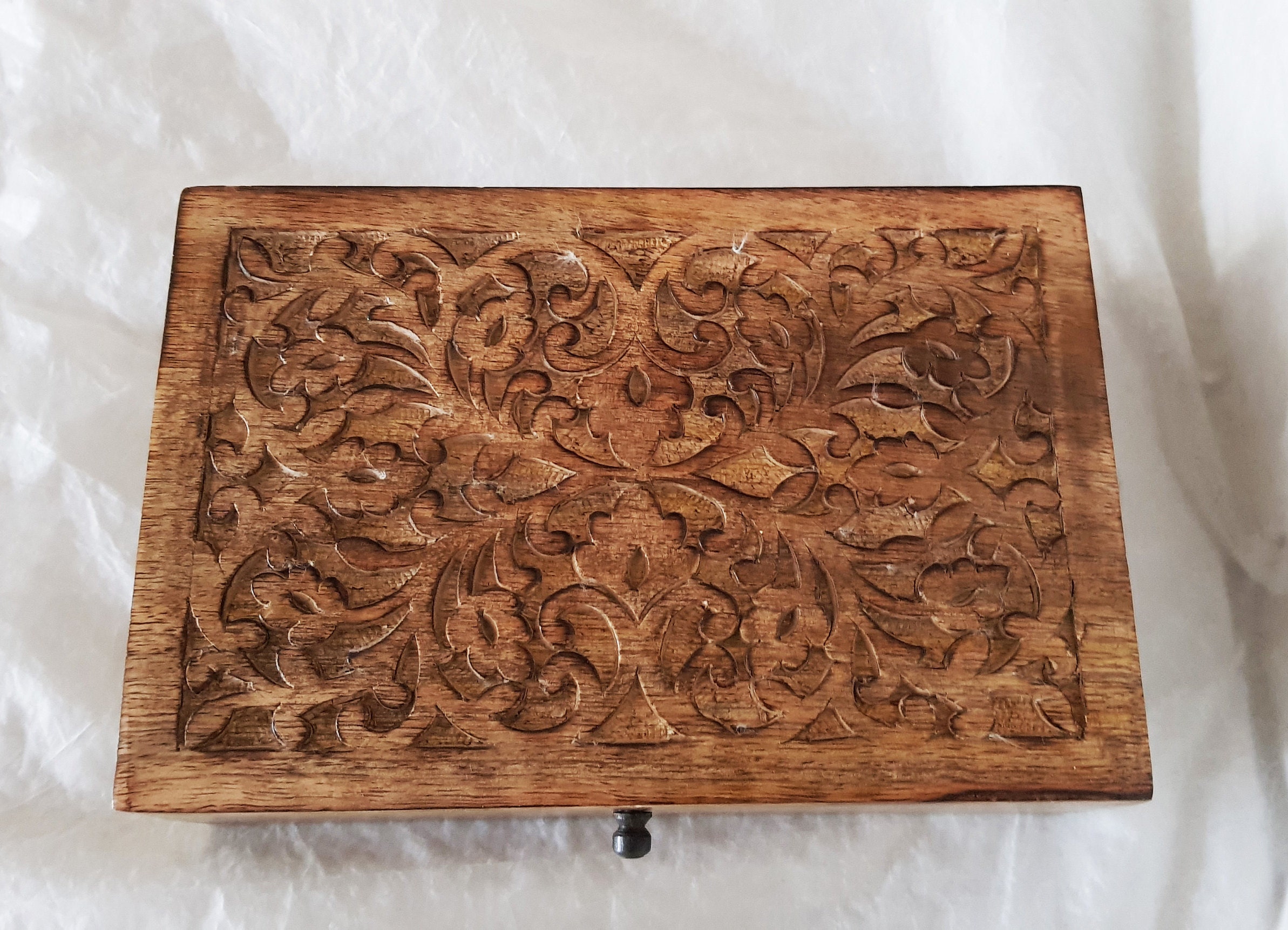 Attractive rectangular wooden trinket box from India | Etsy