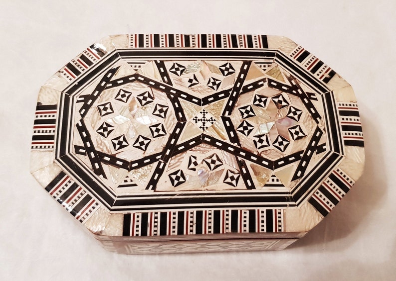 Vintage Hand Made Hexagonal Moroccan Marquetry Trinket Box - Etsy