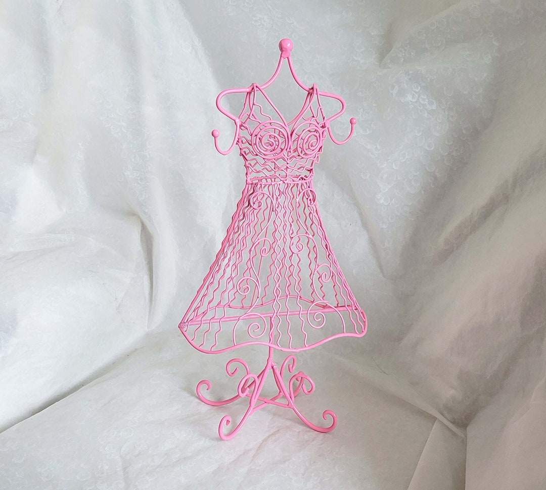 Vintage Pink Metal Mannequin Jewellery Stand, Pretty Wire Dress Design ...