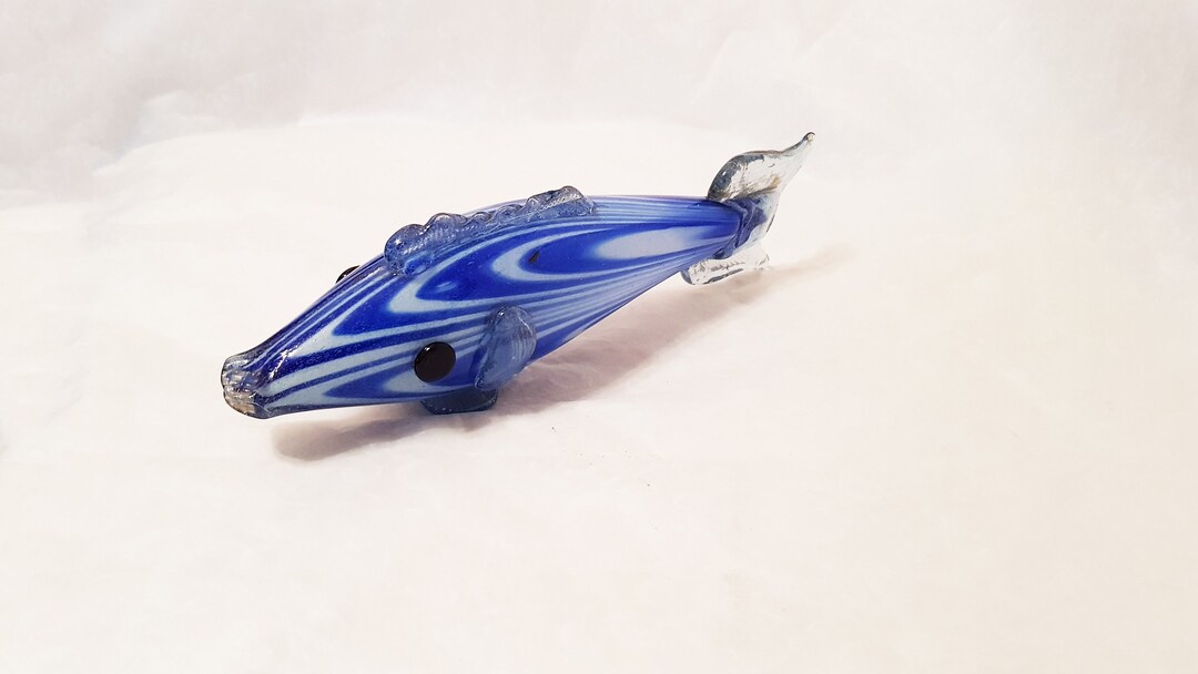 Vintage 1970s Royal Blue and Light Blue Glass Murano Style Ornamental ...