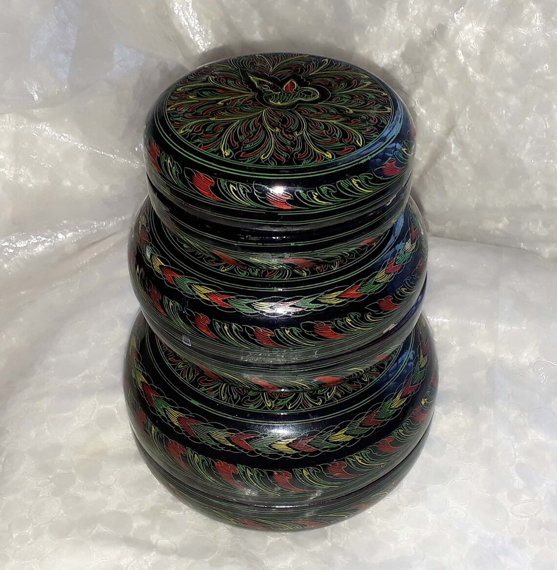 Set of 3 Hand Painted Oriental Nesting Boxes Embellished With an an ...