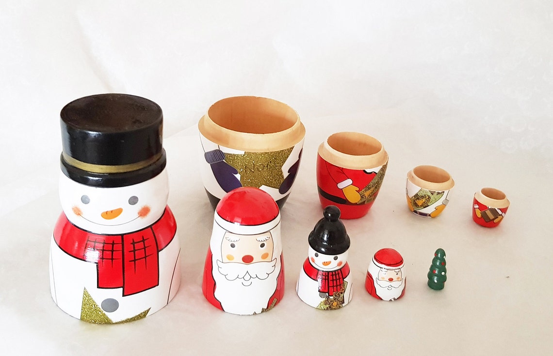 Set of 5 Hand Painted Traditional Christmas Wooden Russian - Etsy