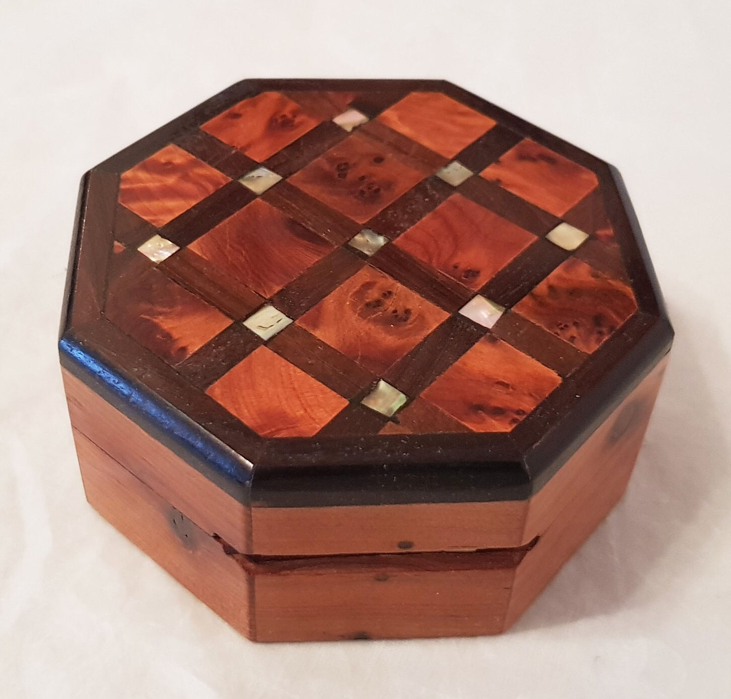 Vintage Marquetry Trinket Box, Mother of Pearl Inlay, Morocco, 9cm - Etsy