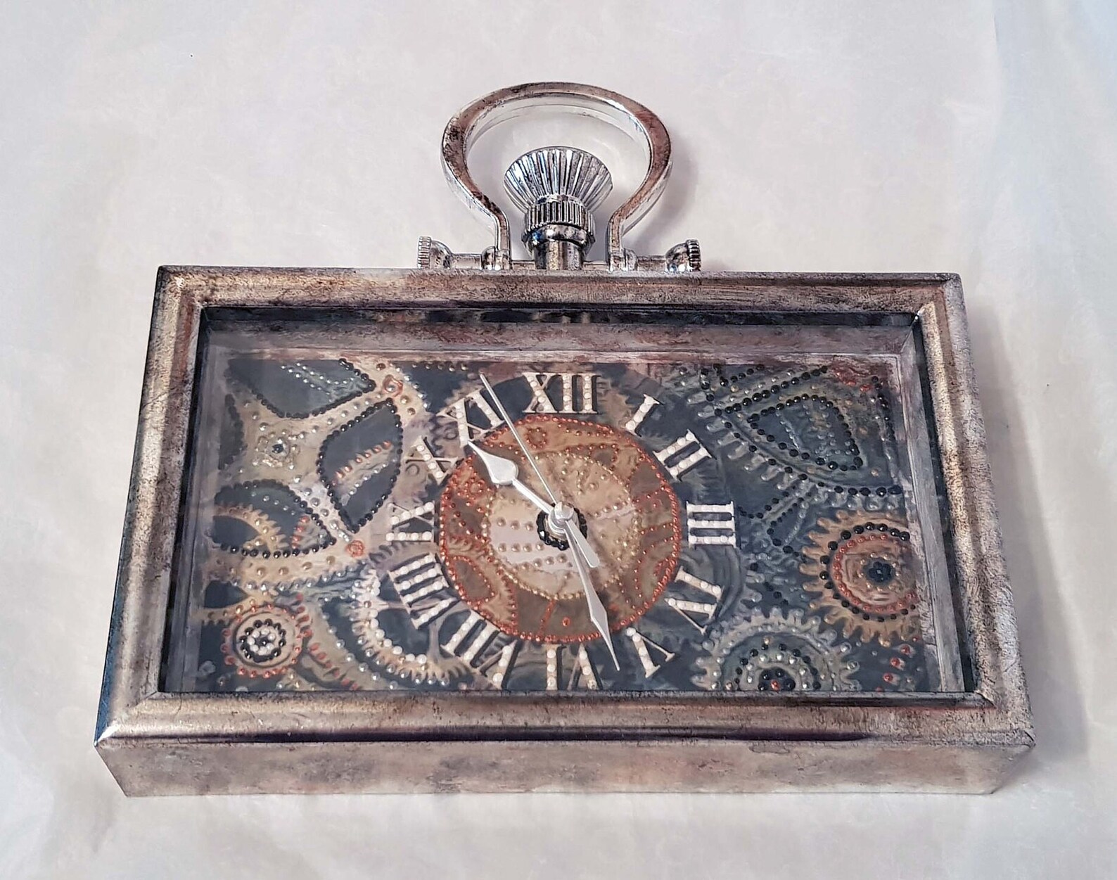 Steampunk Desk Clock, Industrial Gear Art, Vintage Style Table Clock ...