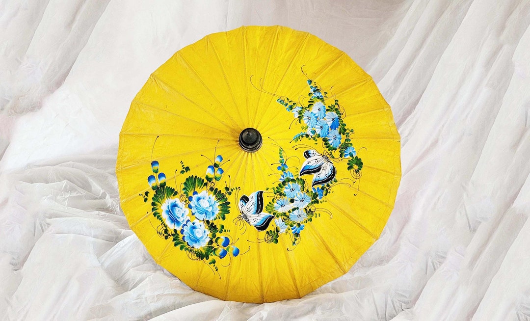 Vintage Japanese Oil Paper Parasol/umbrella, Beautiful Hand Painted ...