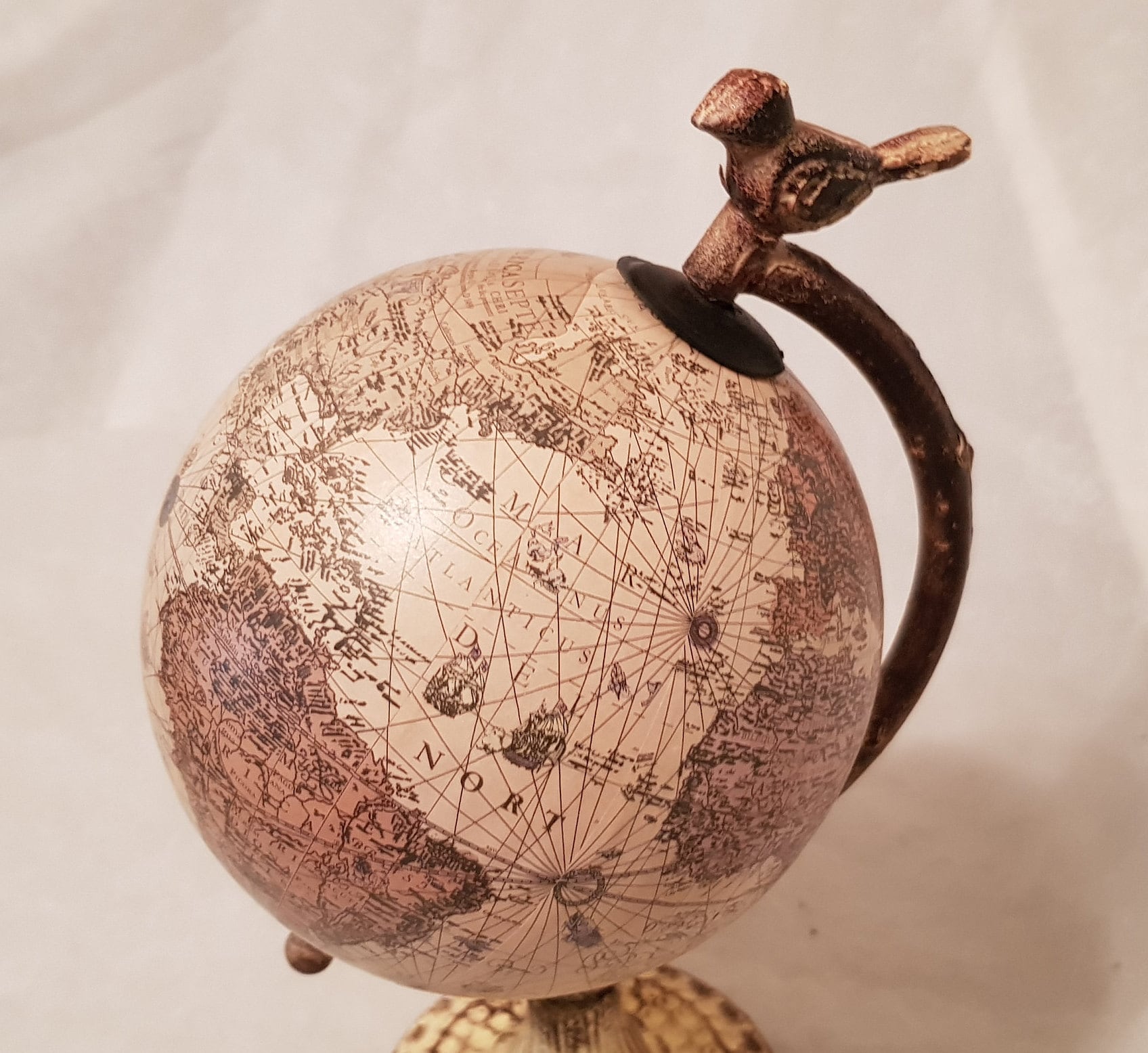 Attractive Steampunk Style Vintage Globe on Metal Bird Stand | Etsy UK