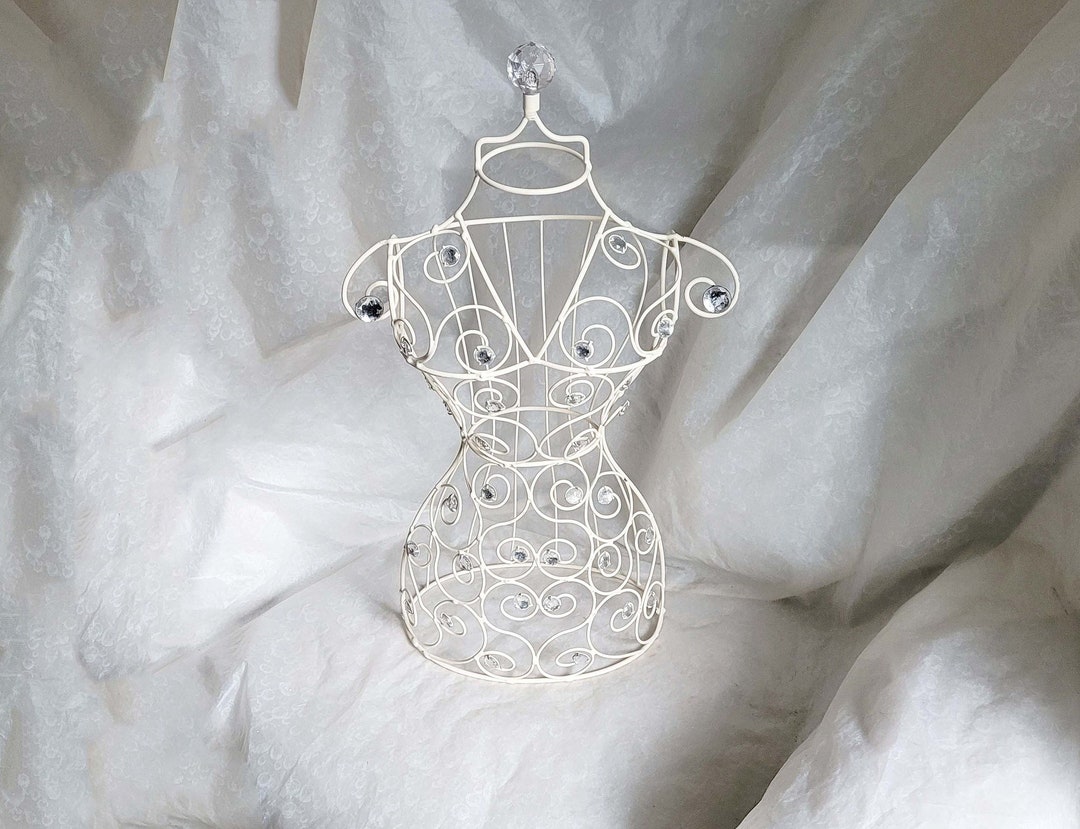 Vintage Large Beige Metal Mannequin Jewellery Stand, Beautiful Dress ...